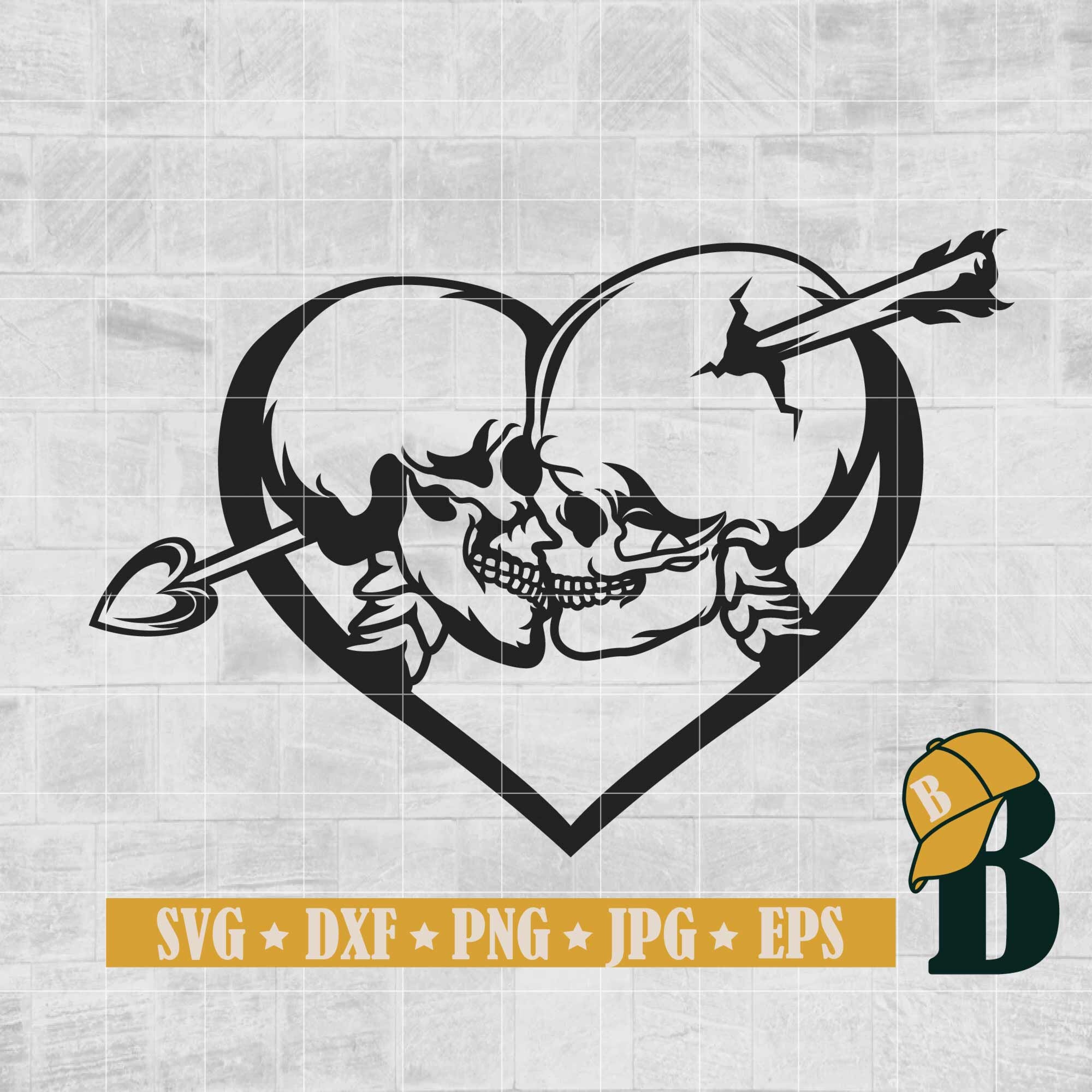 Skull Heart Svg Png Skull Couple Svg Skull Lovers Svg Skull - Etsy