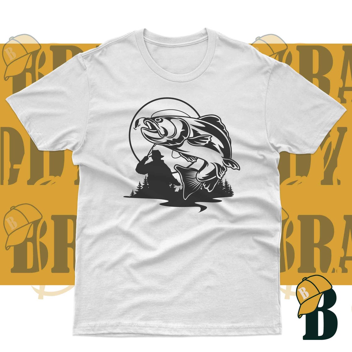 Fisherman Catching Fish SVG PNG, Bass Fish Svg, Fishing Svg, Bass ...