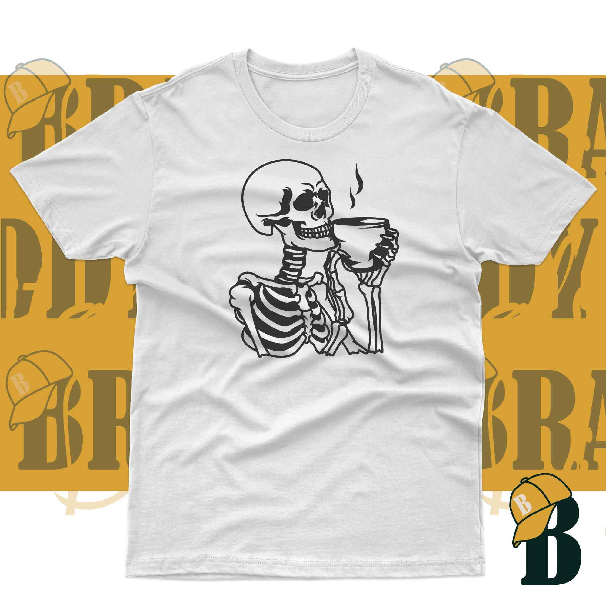 Skeleton Drinking Coffee Svg, Caffeinated Skeleton Svg, Skull Svg ...