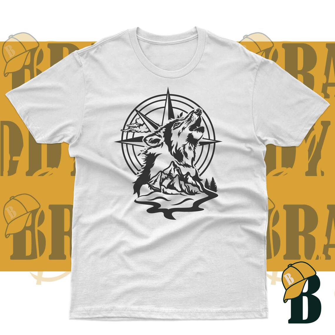 Howling Wolf Svg Png Wolf Compass Svg Mountain Wolf Svg - Etsy