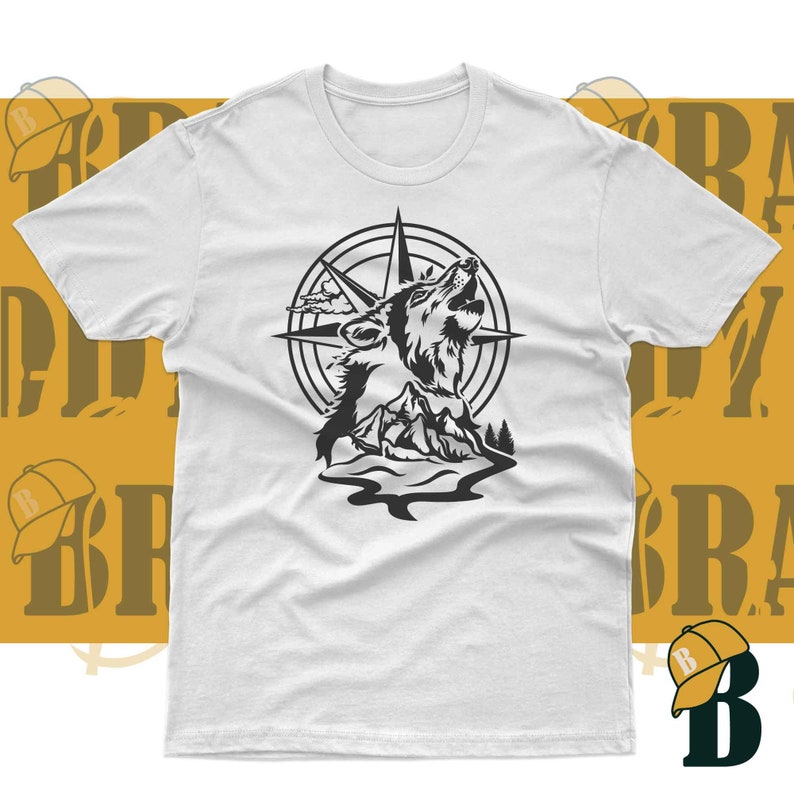 Howling Wolf Svg Png Wolf Compass Svg Mountain Wolf Svg - Etsy