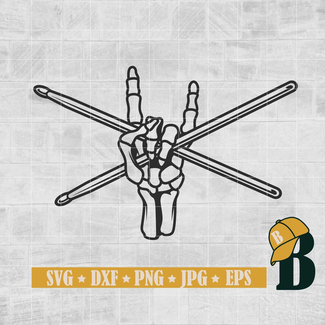 Skeleton Drumsticks Svg Png, Drummer Svg, Skeleton Rock Horns Svg ...