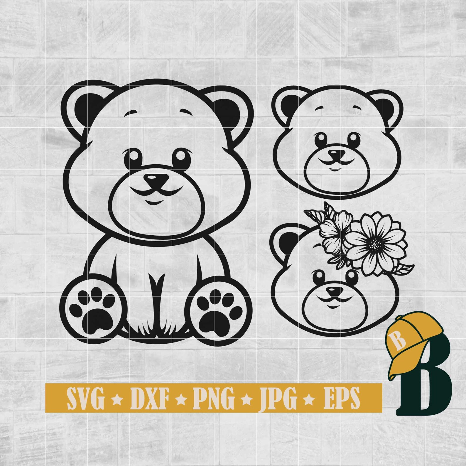 Bear Svg Cute Bear Svg Floral Bear Svg Teddy Bear Svg Baby - Etsy