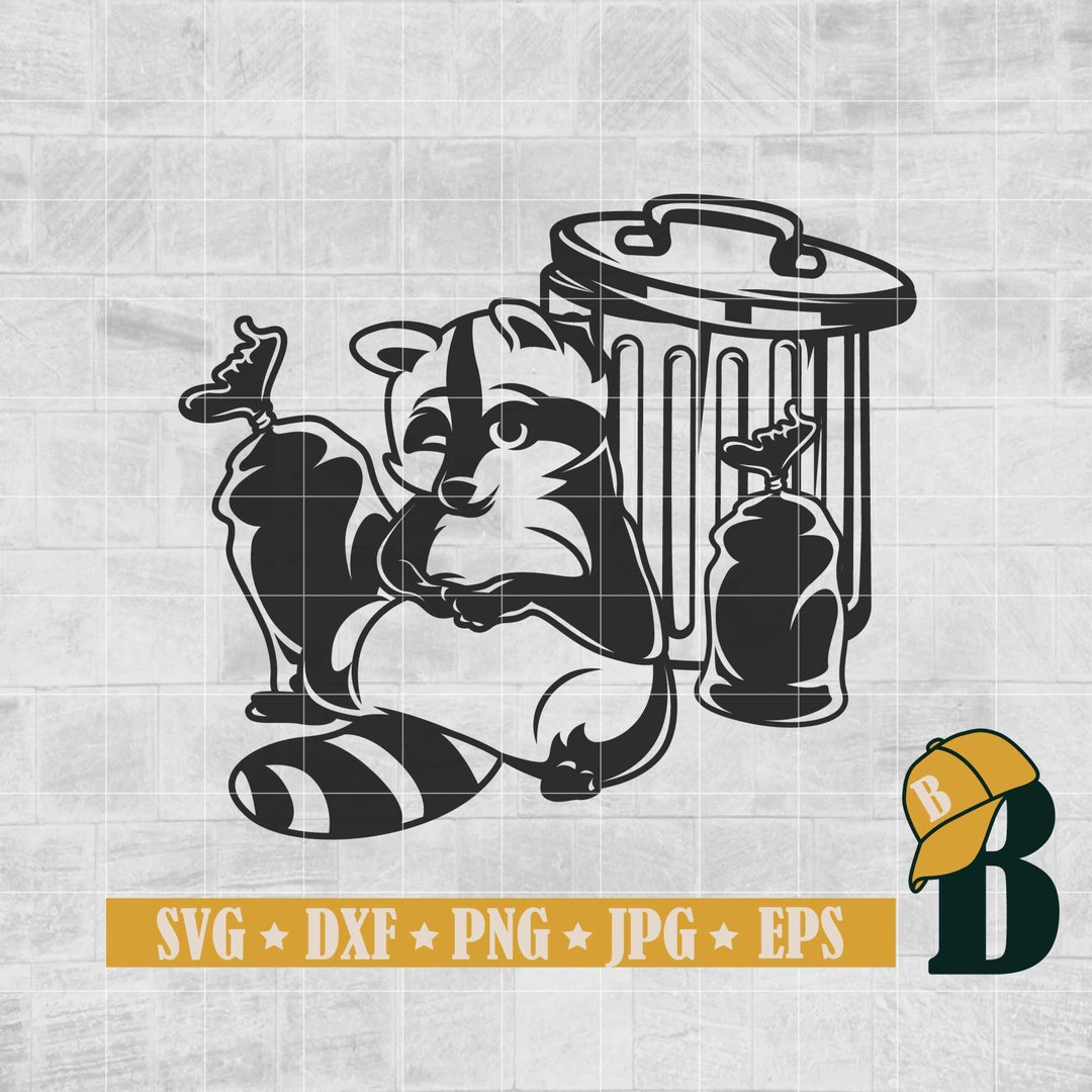 Trash Racoon Svg Png, Lively Raccoon in Trash Can Clipart, Trash Panda ...