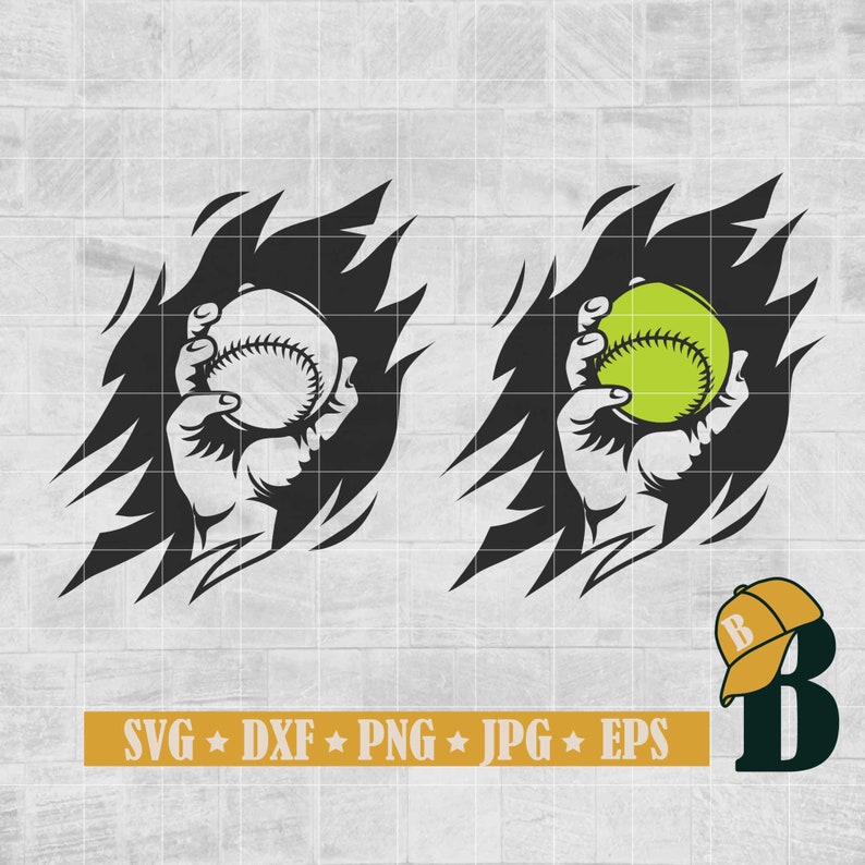 Softball Baseball Tear Svg Png Softball Hand Svg Baseball - Etsy