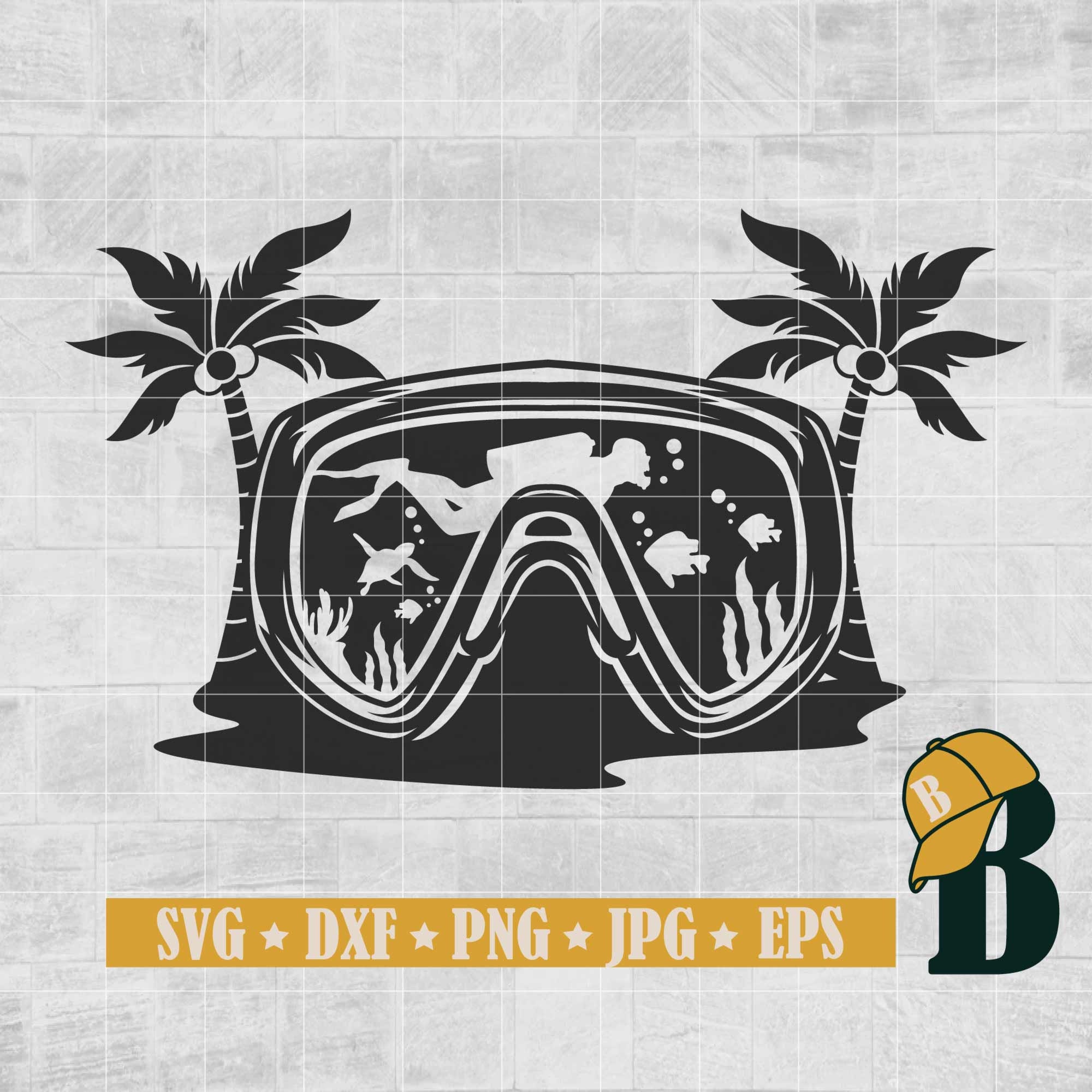 Diver Googles SVG, Underwater World Svg, Diver Mask With Sea Scene Svg ...