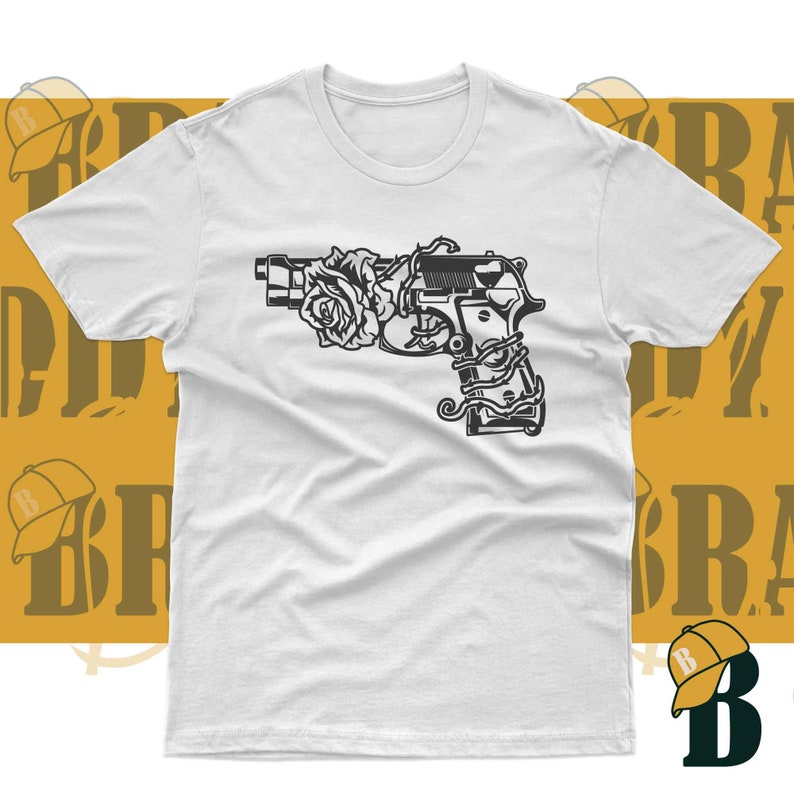 Gun and Roses SVG PNG Hand Gun Roses Svg Pistol Design - Etsy