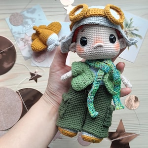 Сrochet Amigurumi Pattern Doll Pilot Aviator With Airplane PDF English ...