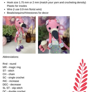 Amigurumi Crochet Pattern Flamingo PDF English Pattern Pink Flamingo ...