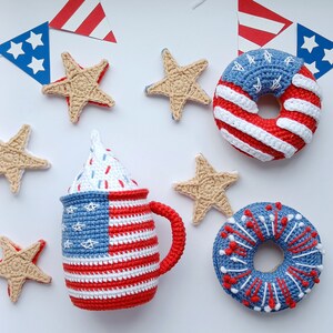 Independence Day Crochet Amigurumi Pattern: 5-in-1 Doll, Mugs, Donut ...