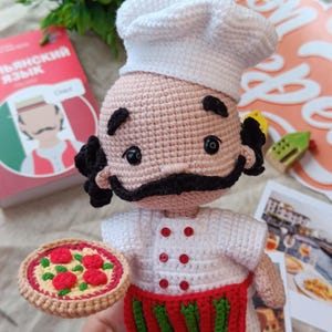 Crochet Pattern Italian Chef Amigurumi PDF, Pizza Lover Gift, Italian ...