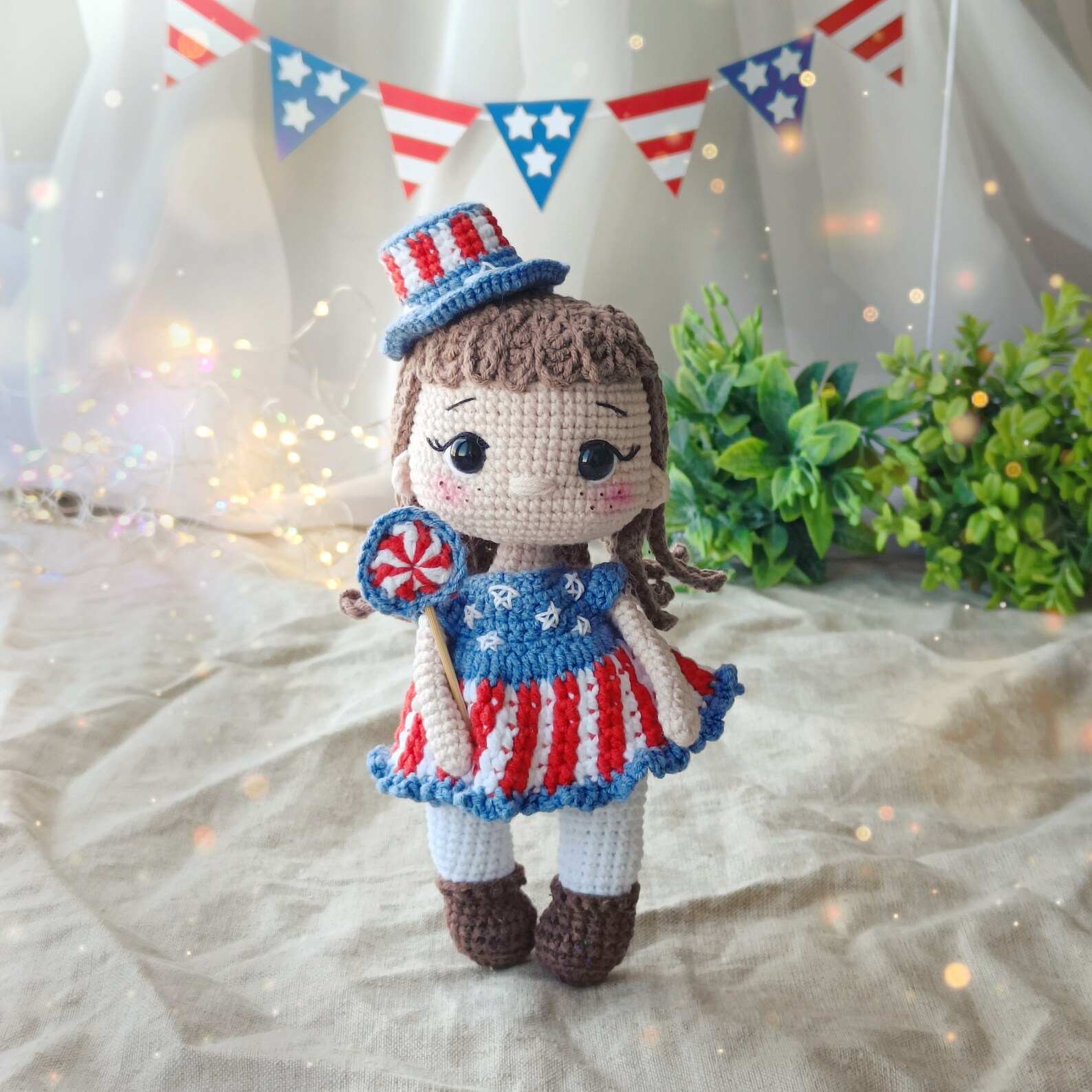 Independence Day Crochet Amigurumi Pattern: 5-in-1 Doll, Mugs, Donut ...