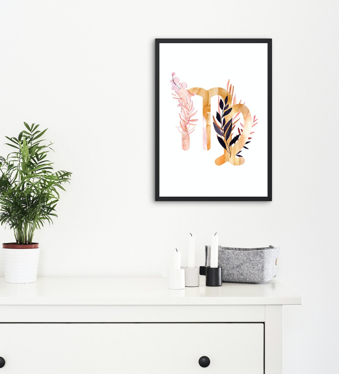 Poster Zodiac Sign Virgo/virgo Flowers Rose Gold - Minimalist A4 - Etsy