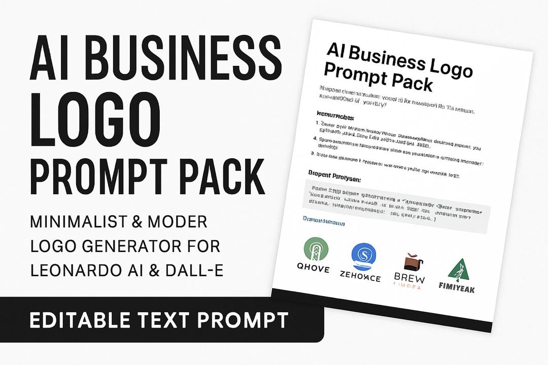 AI Logo Prompt Pack: Modern Minimalist Logo Generator (PDF Instructions ...