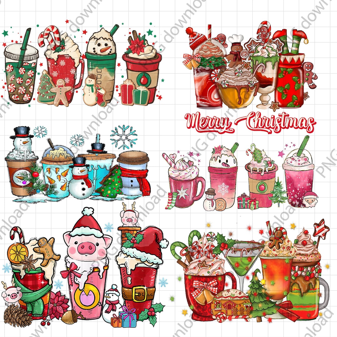 6 Christmas Coffee Cup PNG Christmas Png Bundle Christmas - Etsy