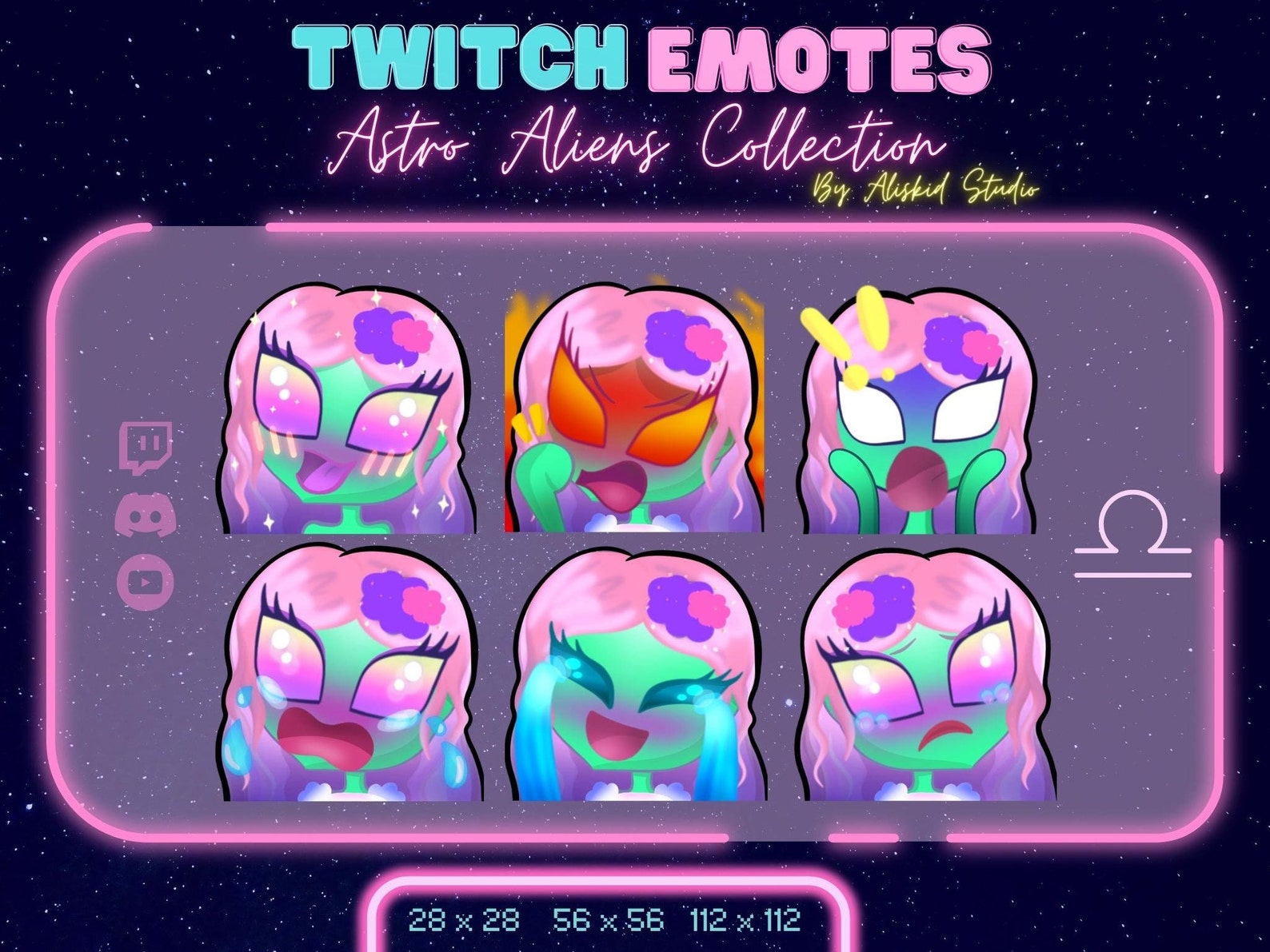 Emotes LIBRA Astro Zodiac Alien Pack Twitch Stream Discord Youtube ...