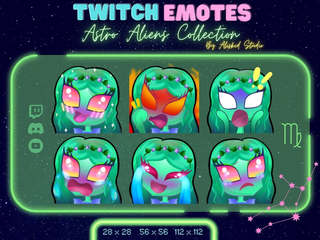 Emotes VIRGO Astro Zodiac Alien Pack - Twitch Stream - Discord ...