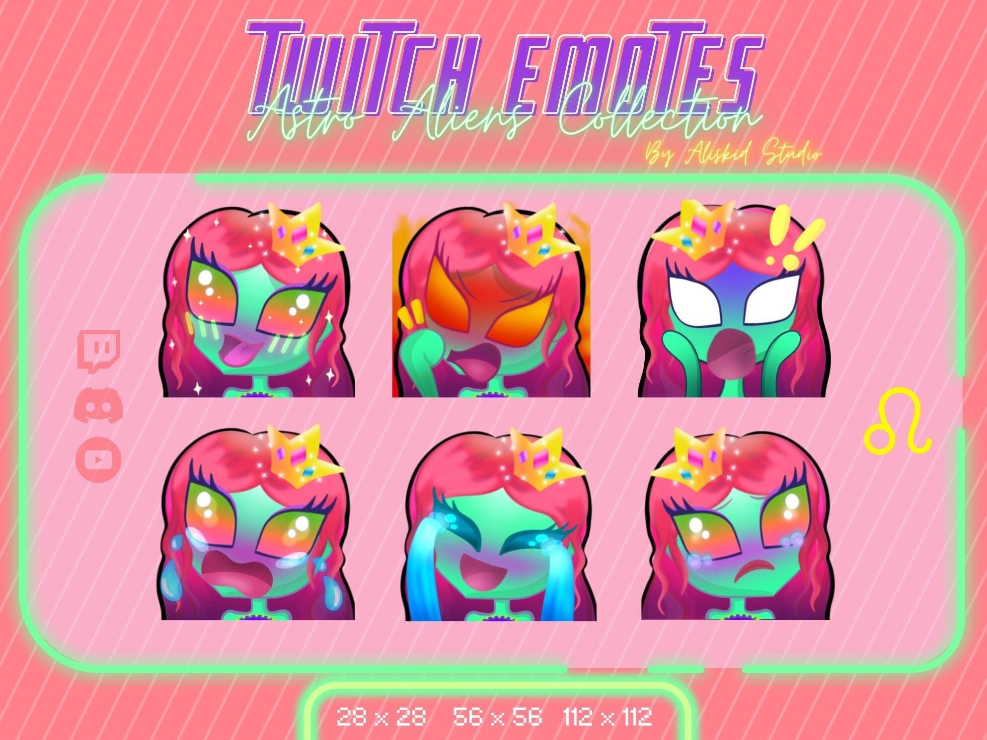 Emotes LEO Astro Zodiac Alien Pack Twitch Stream Discord Youtube Cute ...