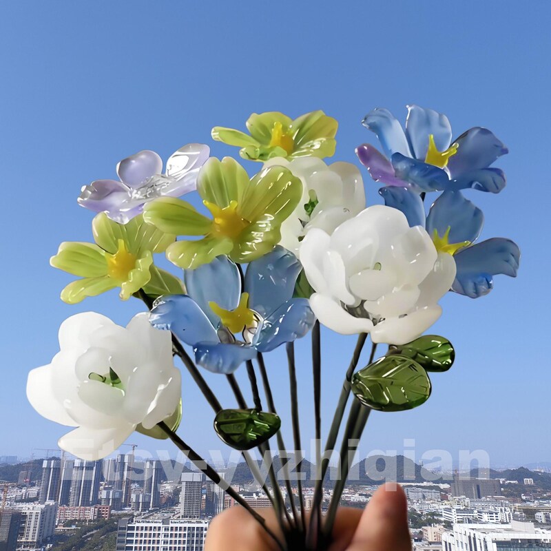 Blown Glass Flowers - Etsy