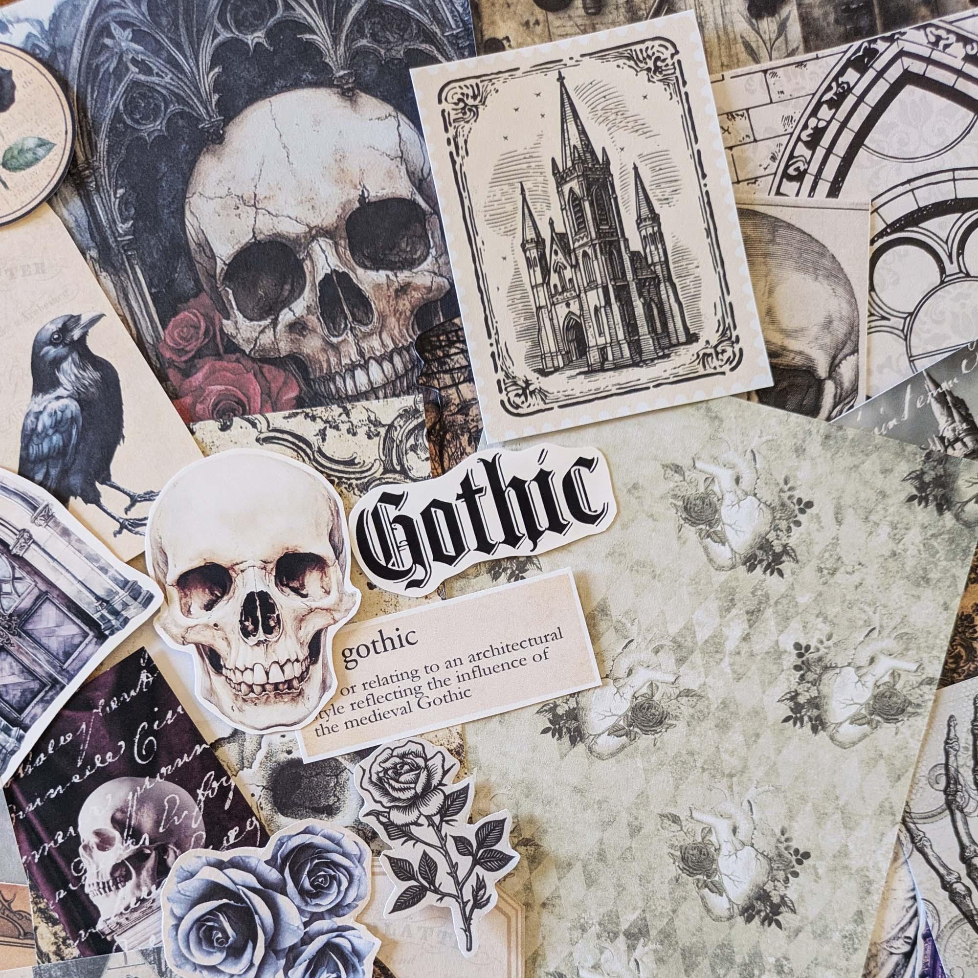 Vintage-style Gothic Scrapbook Collection: Goth Junk Journal, Paper and ...