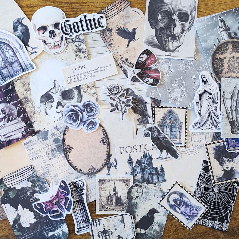 Vintage-style Gothic Scrapbook Collection: Goth Junk Journal, Paper and ...