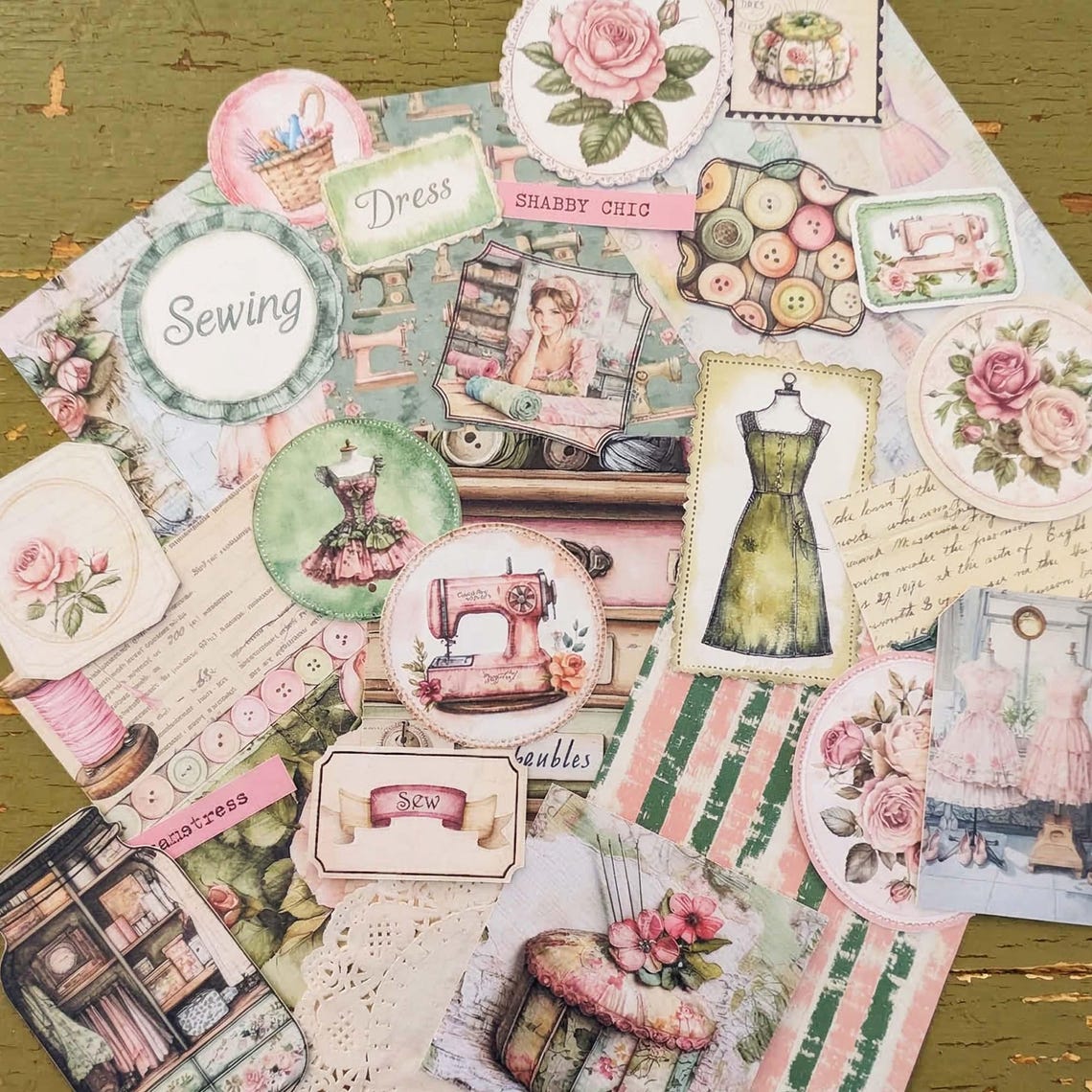 Vintage-style Shabby Chic Sewing Scrapbook Collection: Junk Journal ...