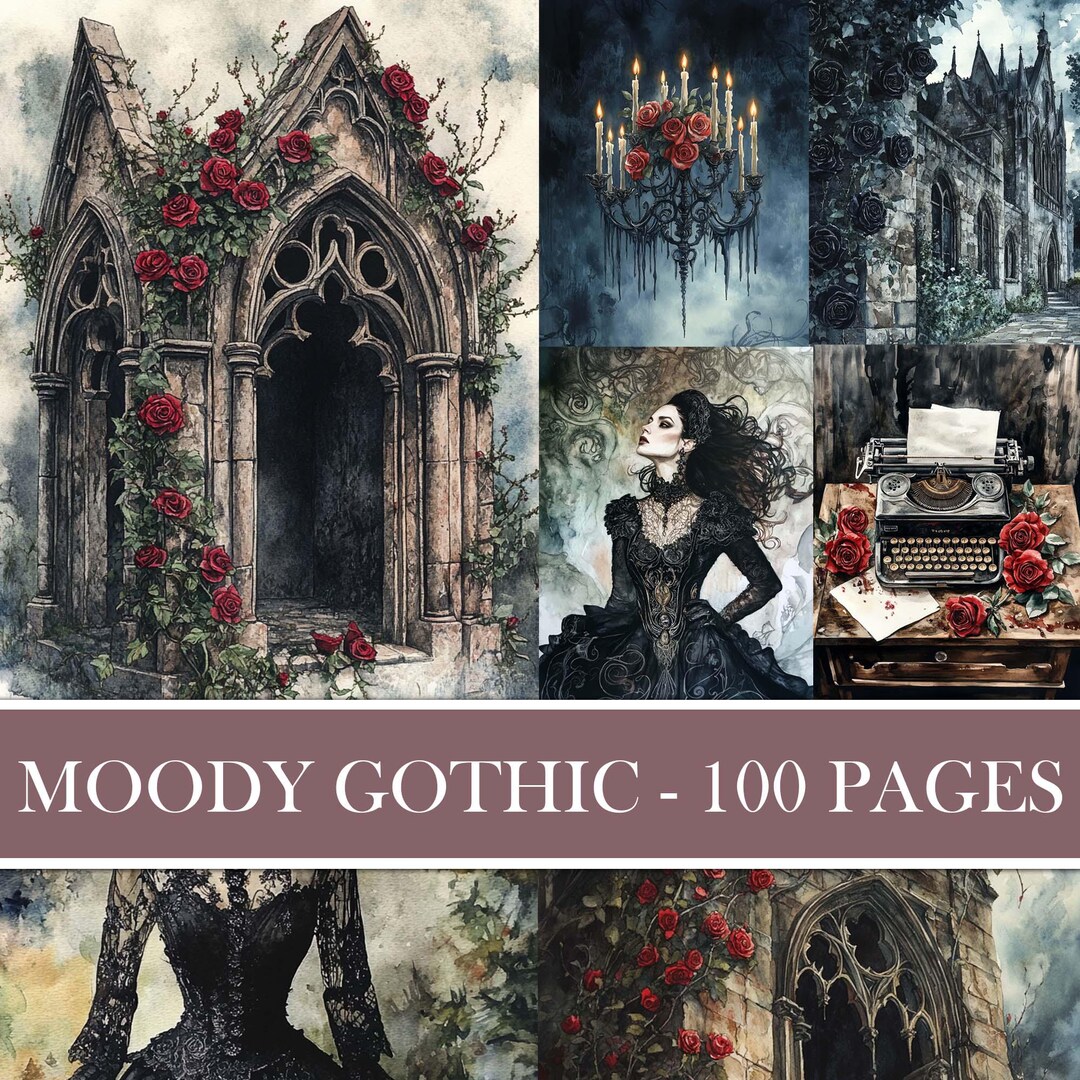 Moody Gothic Backgrounds, Junk Journal Supplies, Scrapbook, Collage ...