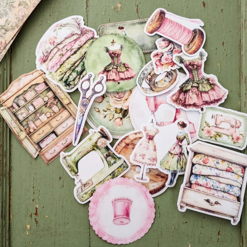 Vintage-style Shabby Chic Sewing Scrapbook Collection: Junk Journal ...
