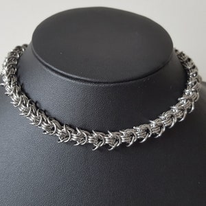 7mm Rosetta Chainmail Link Choker Necklace – Stainless Steel Gothic ...
