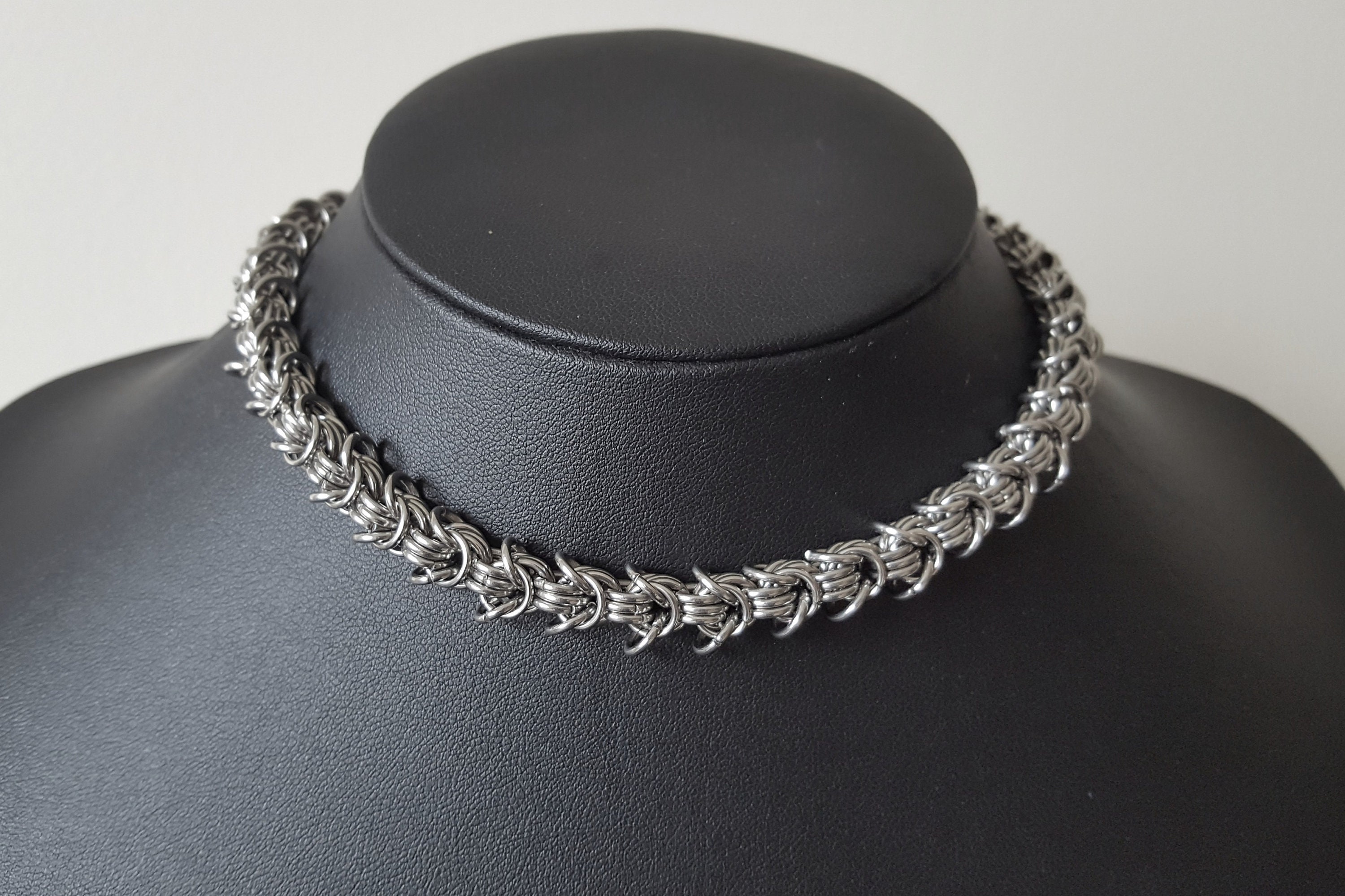 7mm Rosetta Chainmail Link Choker Necklace – Stainless Steel Gothic ...