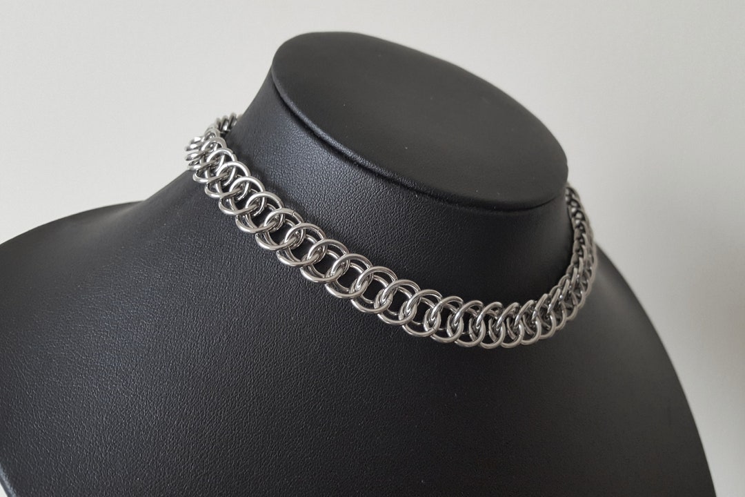 Half-persian Minimalist Chainmail Link Choker / Necklace - Stainless ...