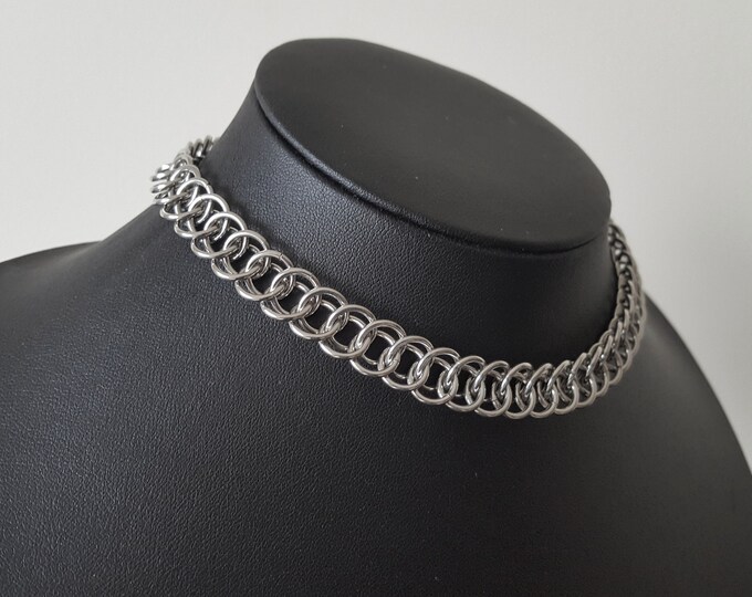 Half-persian Minimalist Chainmail Link Choker / Necklace - Stainless ...