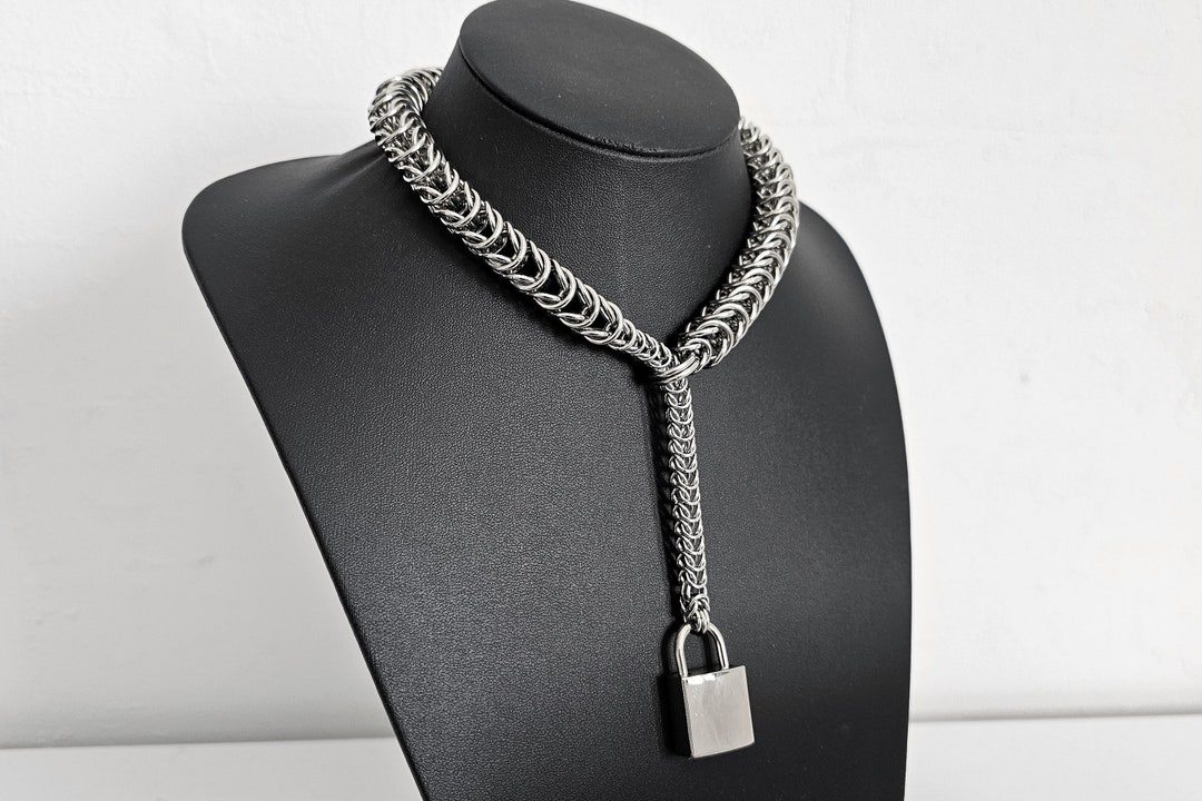 Locking Box-weave Chainmail Y Necklace - Stainless Steel New-age Post ...