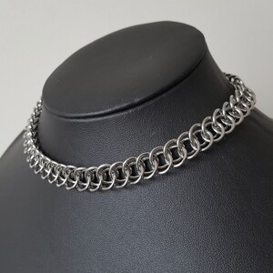 Half Persian Minimalist Chainmail Link Choker Necklace – Stainless ...