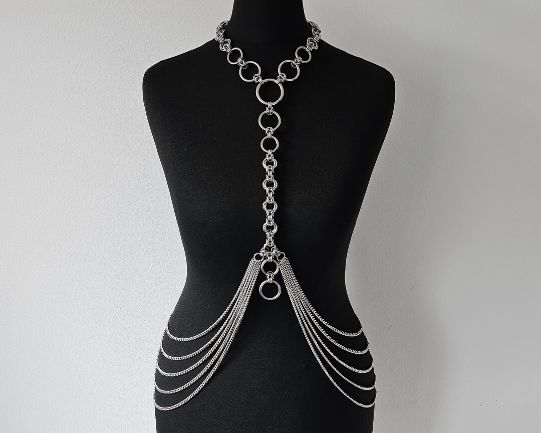 Mobius-byzantine Chainmail O-ring Body Harness - Stainless Steel Gothic ...