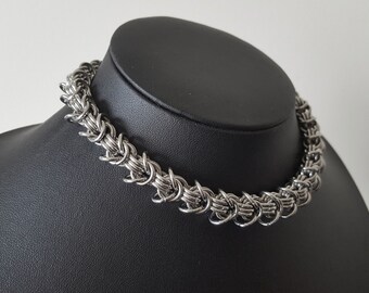 7mm Rosetta Chainmail Link Choker / Necklace Stainless Steel Gothic ...