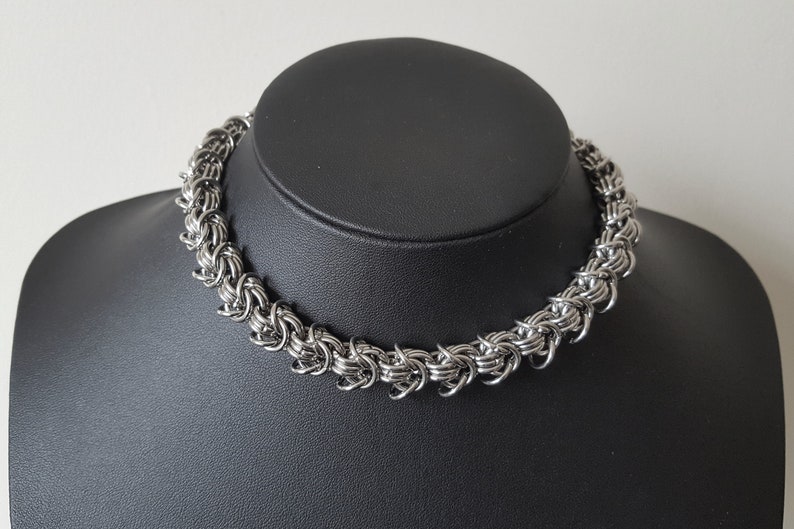 9mm Chunky Rosetta Chainmail Link Choker / Necklace - Stainless Steel ...