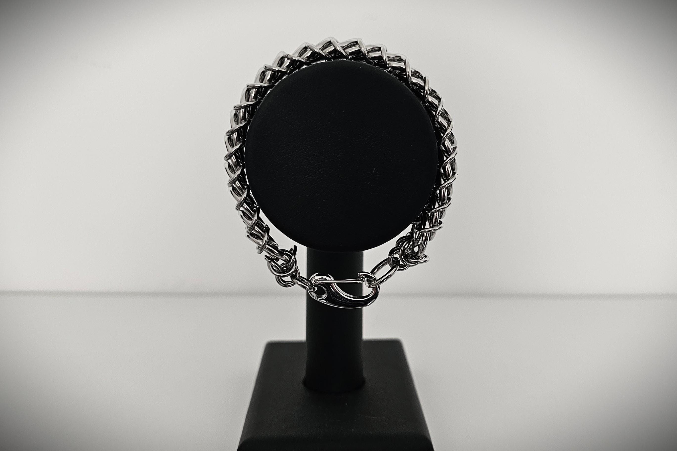 Chunky Stainless Steel Vertebrae Chainmail Bracelet - Snake Scale ...