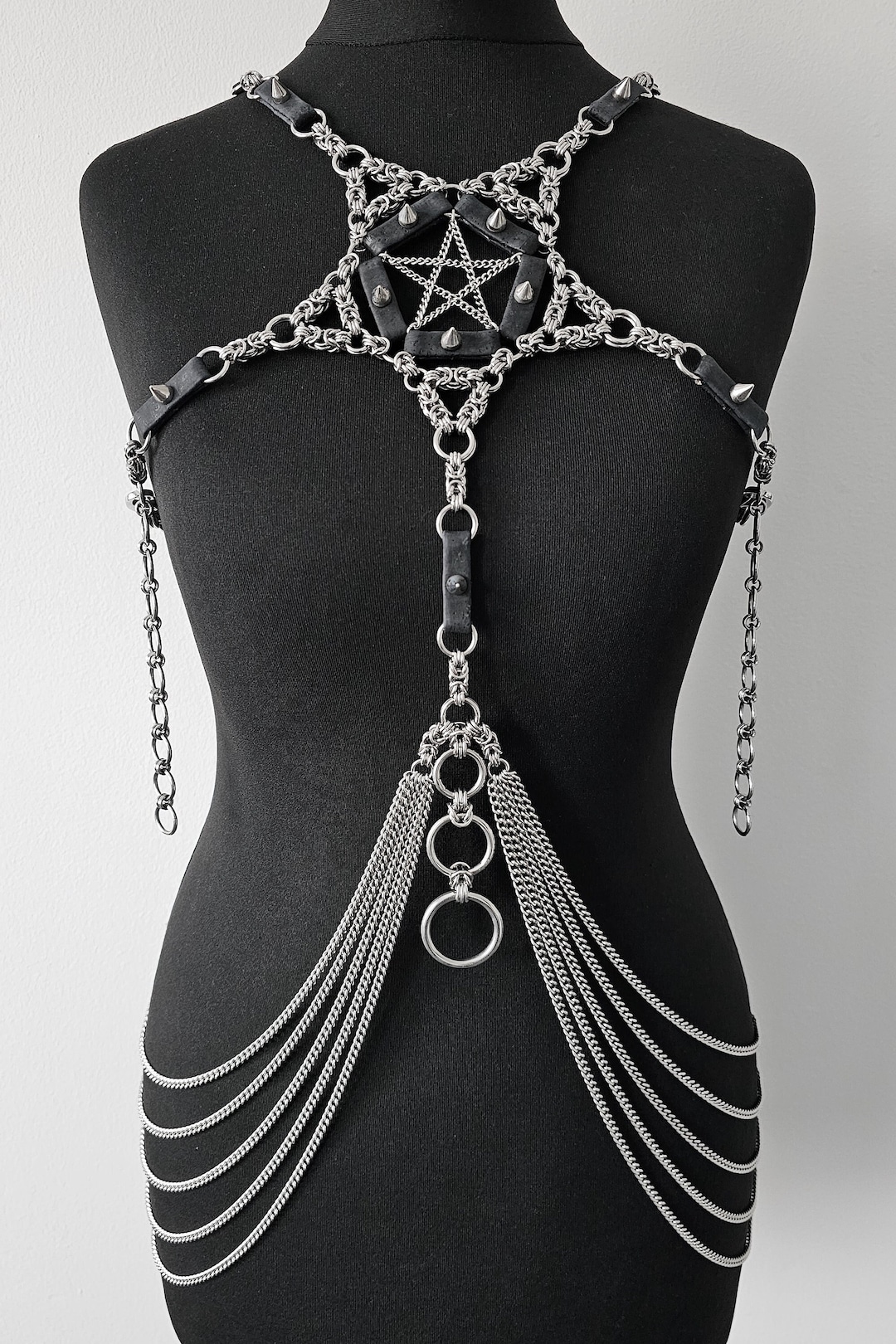 Necromancer Pentagram Harness – Studded Cork and Stainless Steel Gothic ...