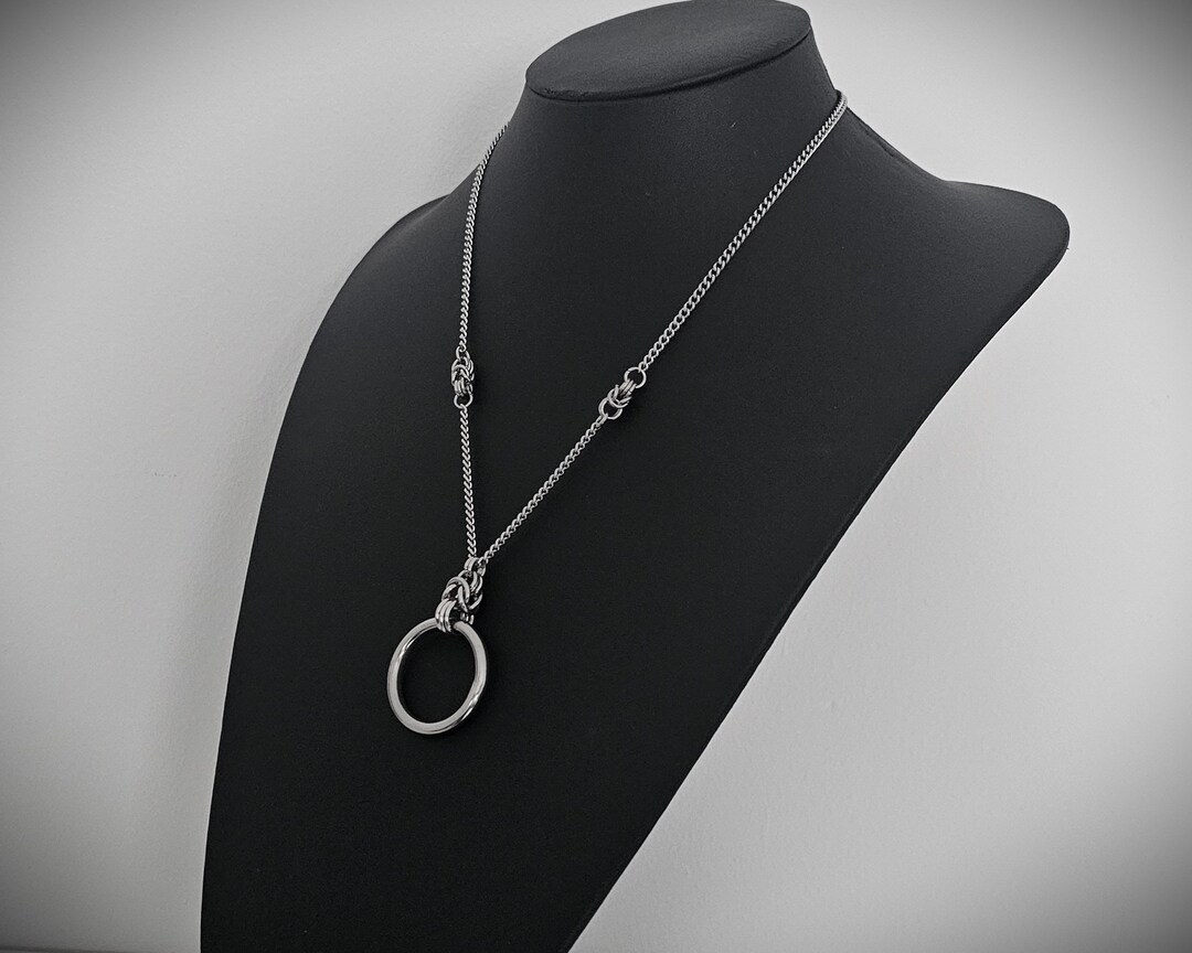 Stainless Steel Large O-ring Pendant Necklace | Unisex Minimalist ...