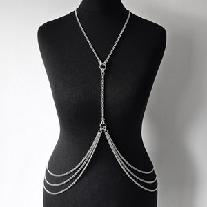 Stainless Steel Draped Body Chain With Byzantine Detail - Bikini Chain ...
