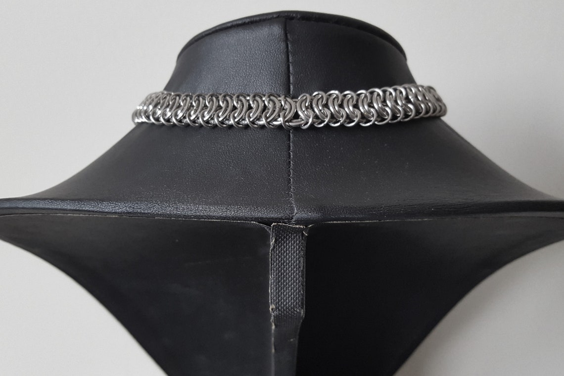 Vertebrae Chainmail Heart Lock Choker / Necklace Stainless - Etsy