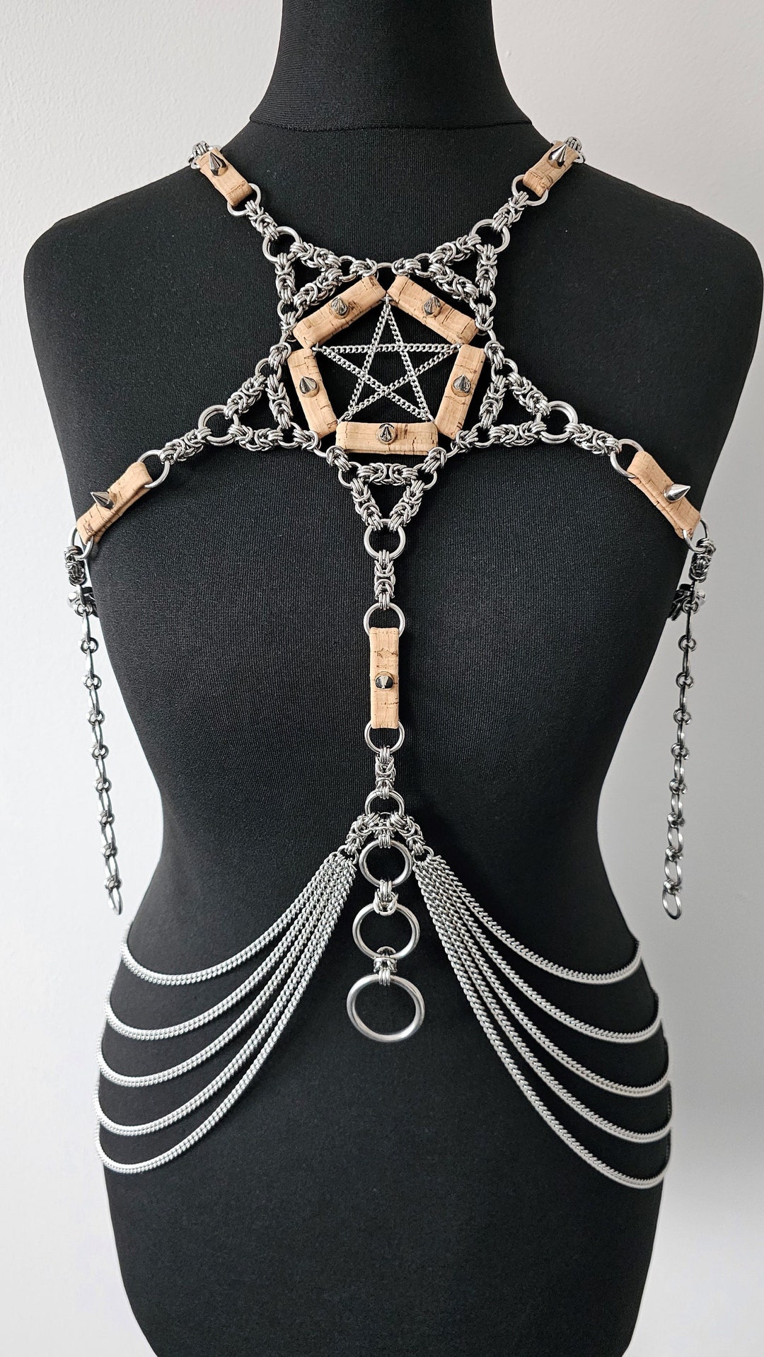 Pyromancer Pentagram Chain Harness – Natural Cork and Stainless Steel ...