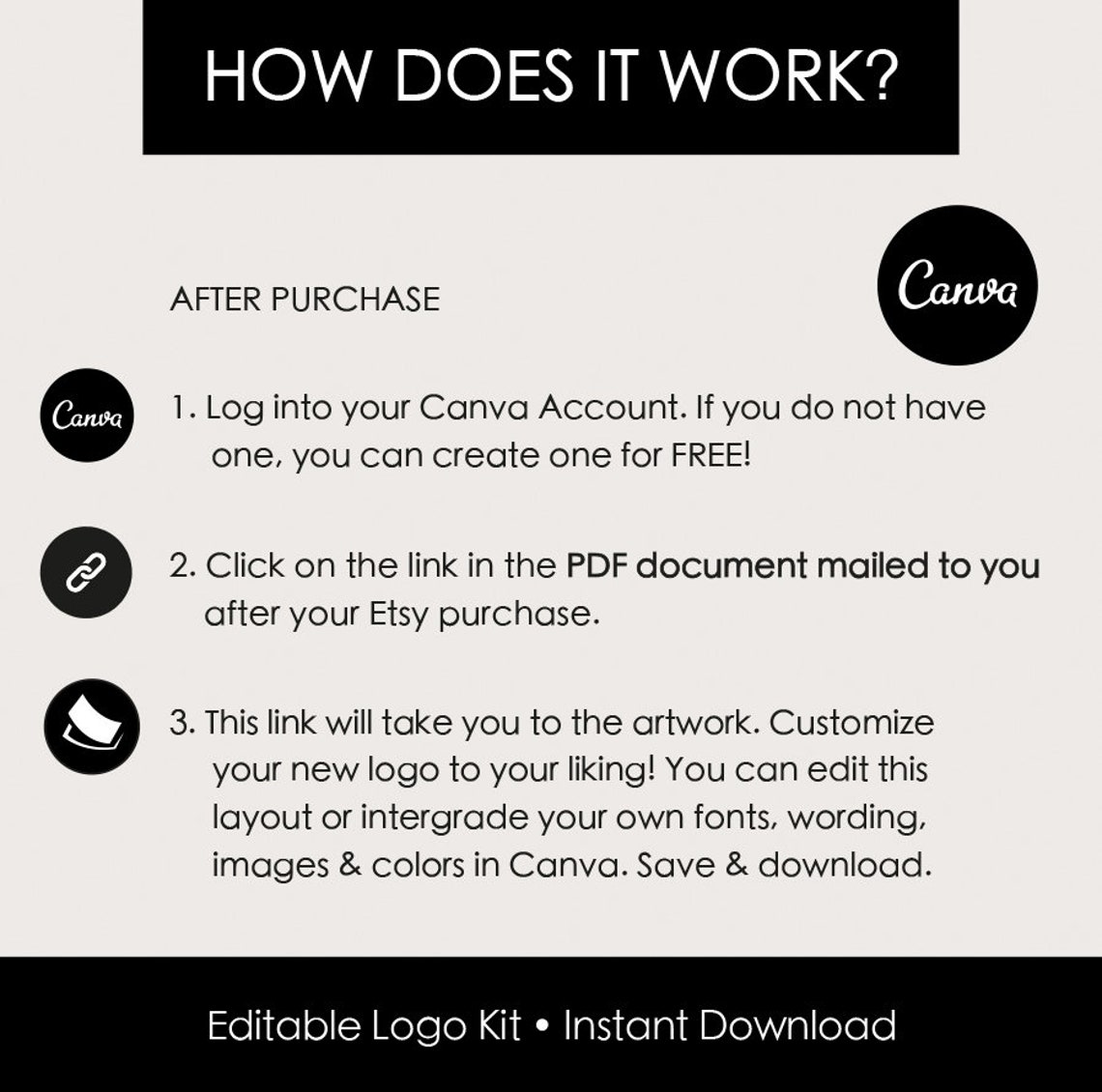 Editable Logo, Logo Design in Canva, Premade Logo Kit, Logo Template ...