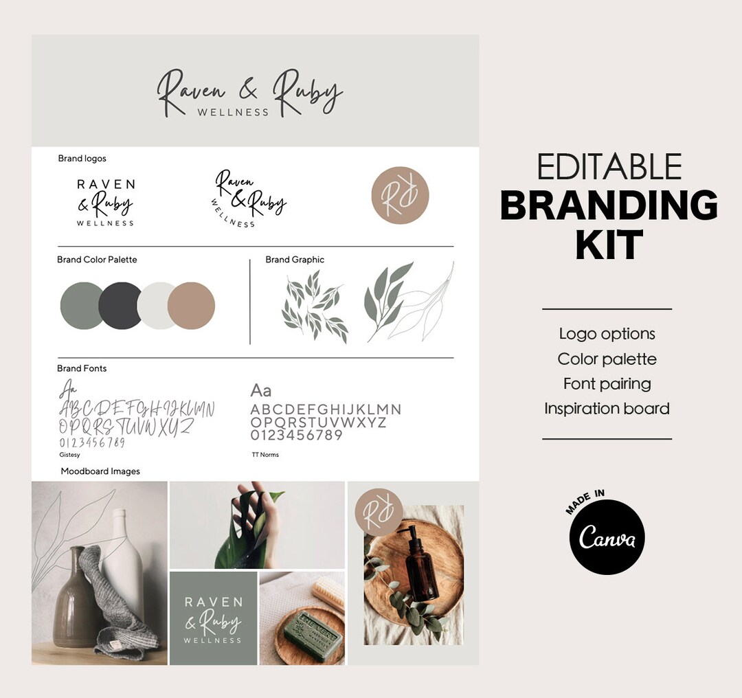 Editable Brand Board, Editable Logos, Business Branding Kit, Editable ...