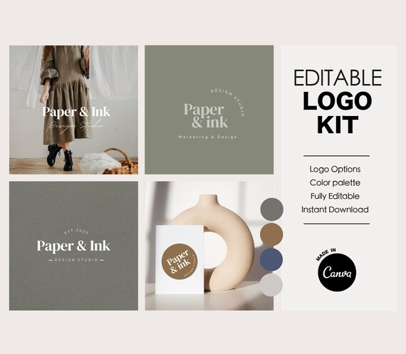 Editable Logo Canva Logo Template Logo Design in Canva - Etsy