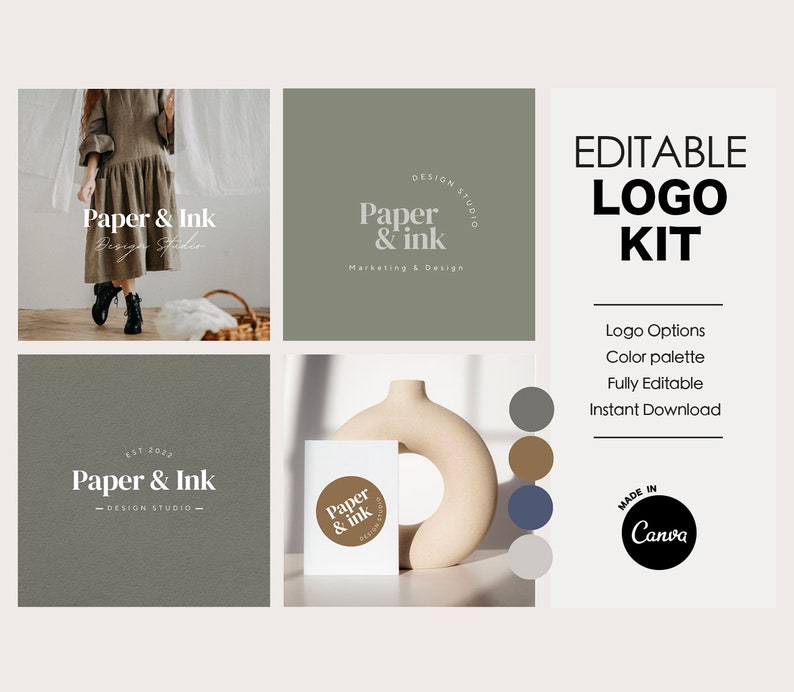 Editable Logo Canva Logo Template Logo Design in Canva - Etsy