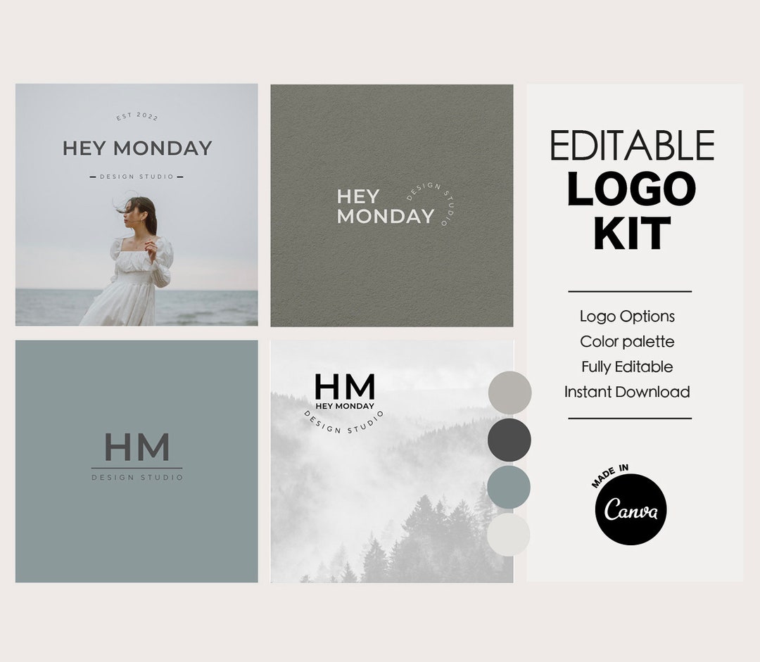 Editable Logo, Logo Design in Canva, Premade Logo Kit, Logo Template ...