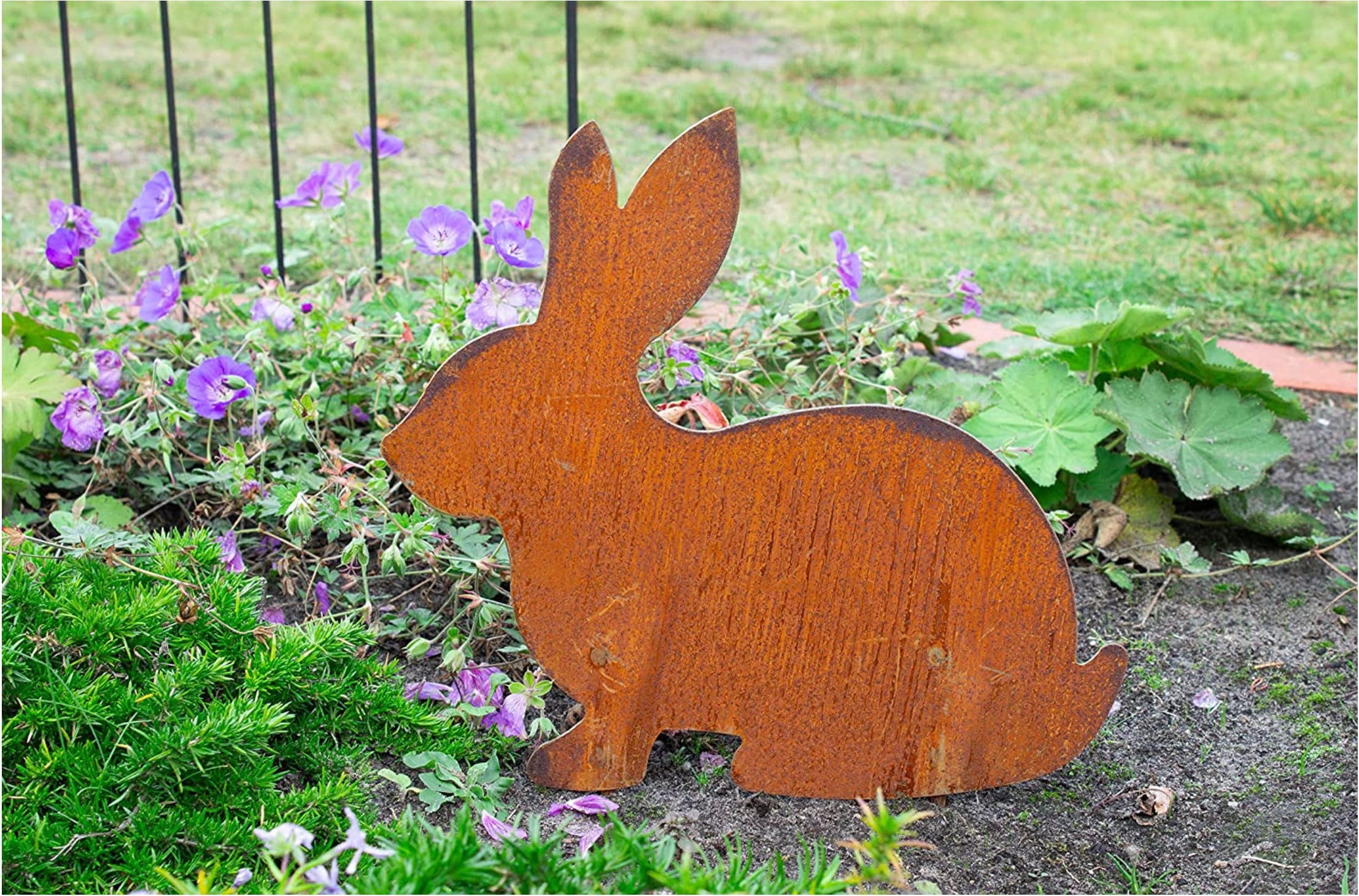 Metal Rabbit Rust Animal Rust Easter Garden Decoration Rust - Etsy