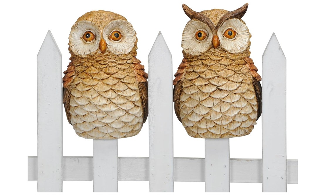 Fence Figure Owl Owl Pair Polyresin Fence Decoration Autumn Decoration ...